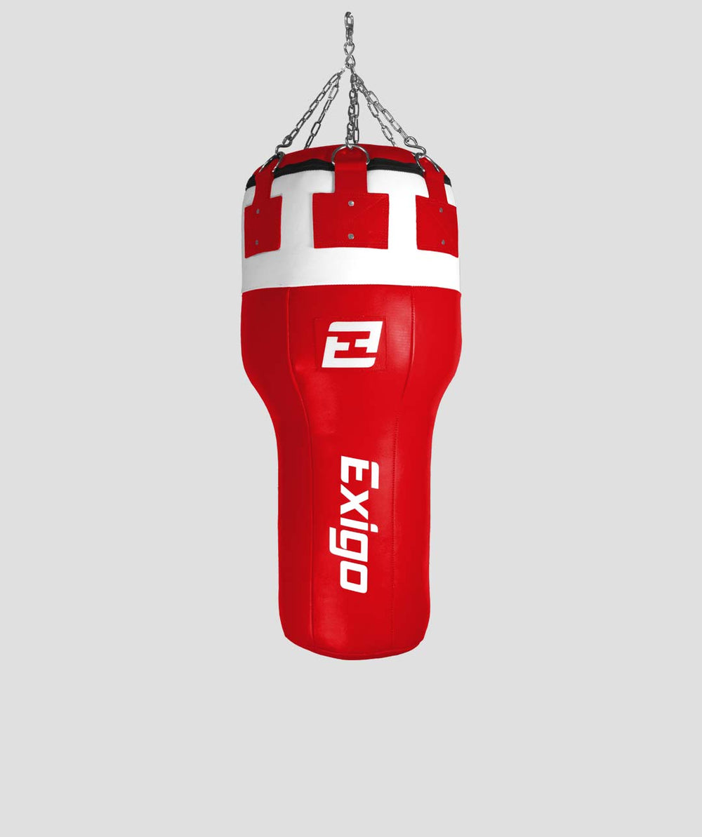 3.5ft 40kg Super Pro Angle Leather Punch Bag - Red/White | Exigo®
