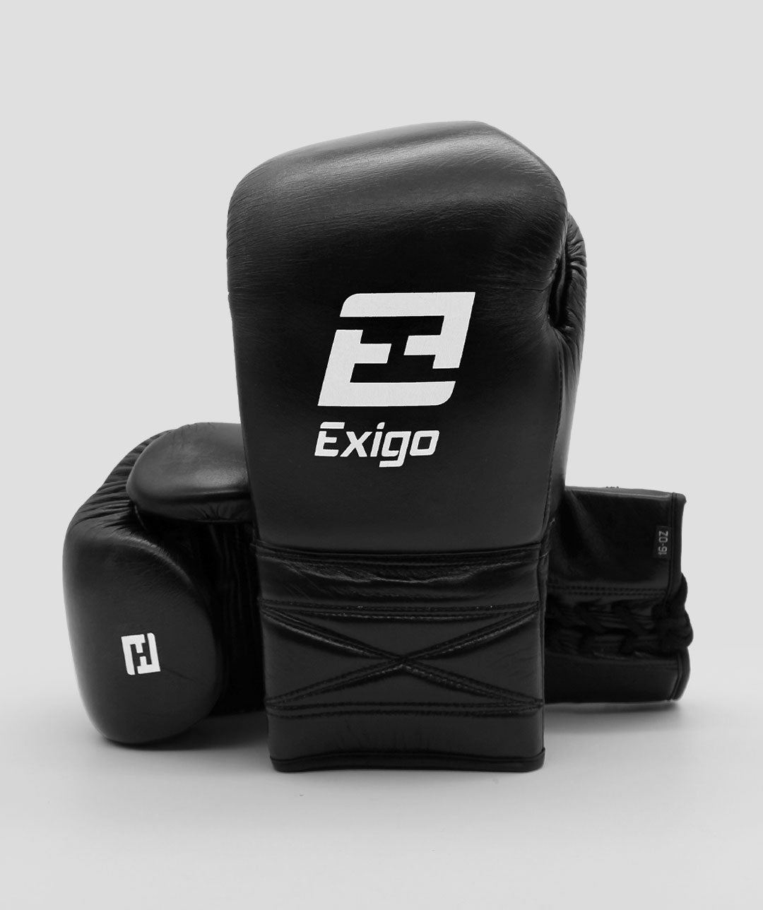 S2 Stealth Leather Sparring Lace Boxing Gloves - Black | Exigo®